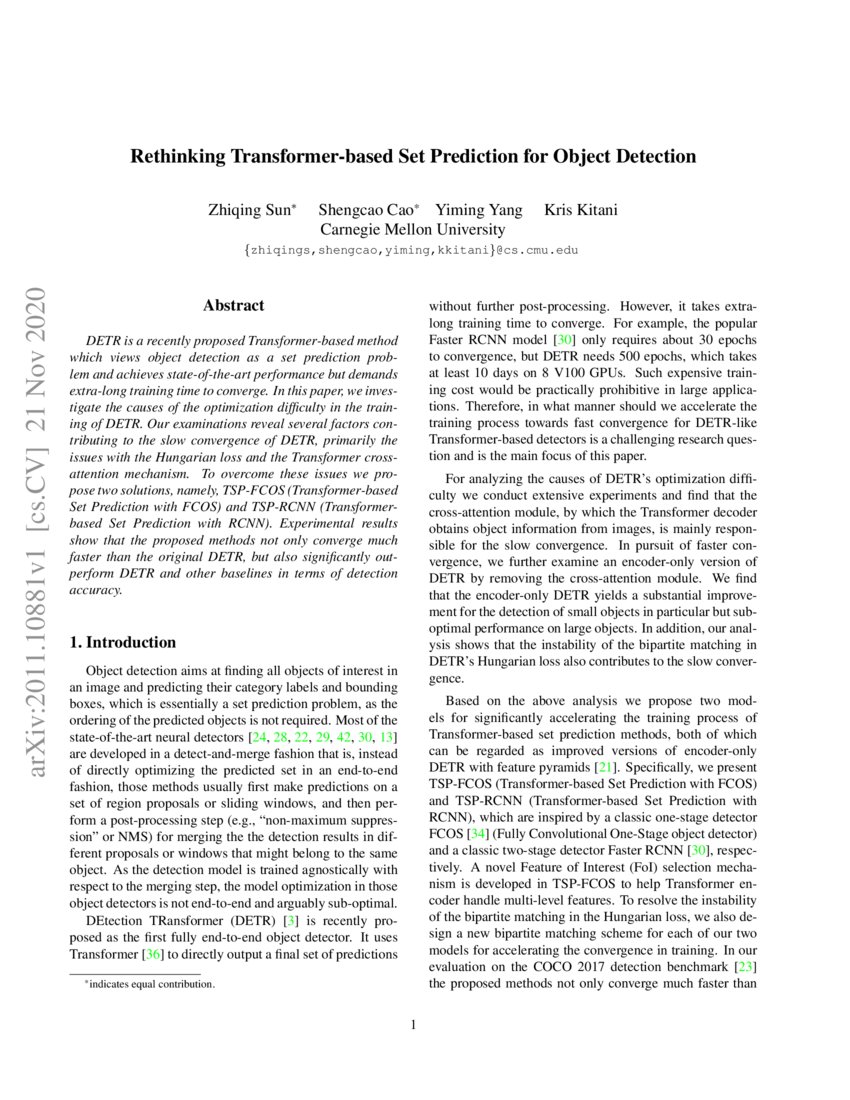 Rethinking Transformer Based Set Prediction For Object Detection Deepai