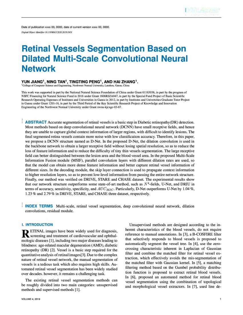 Retinal Vessels Segmentation Based On Dilated Multi Scale Convolutional