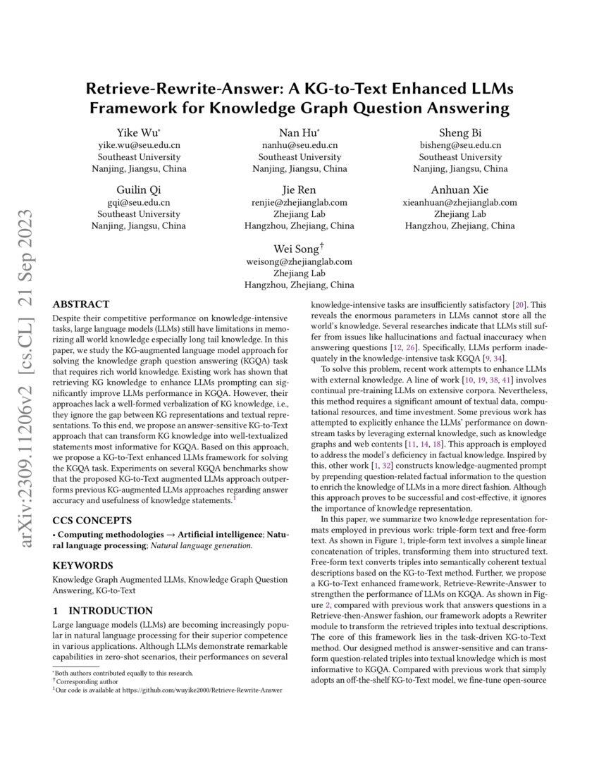Retrieve-Rewrite-Answer: A KG-to-Text Enhanced LLMs Framework for ... Retrieve-Rewrite-Answer: A KG-to-Text Enhanced LLMs Framework for ...