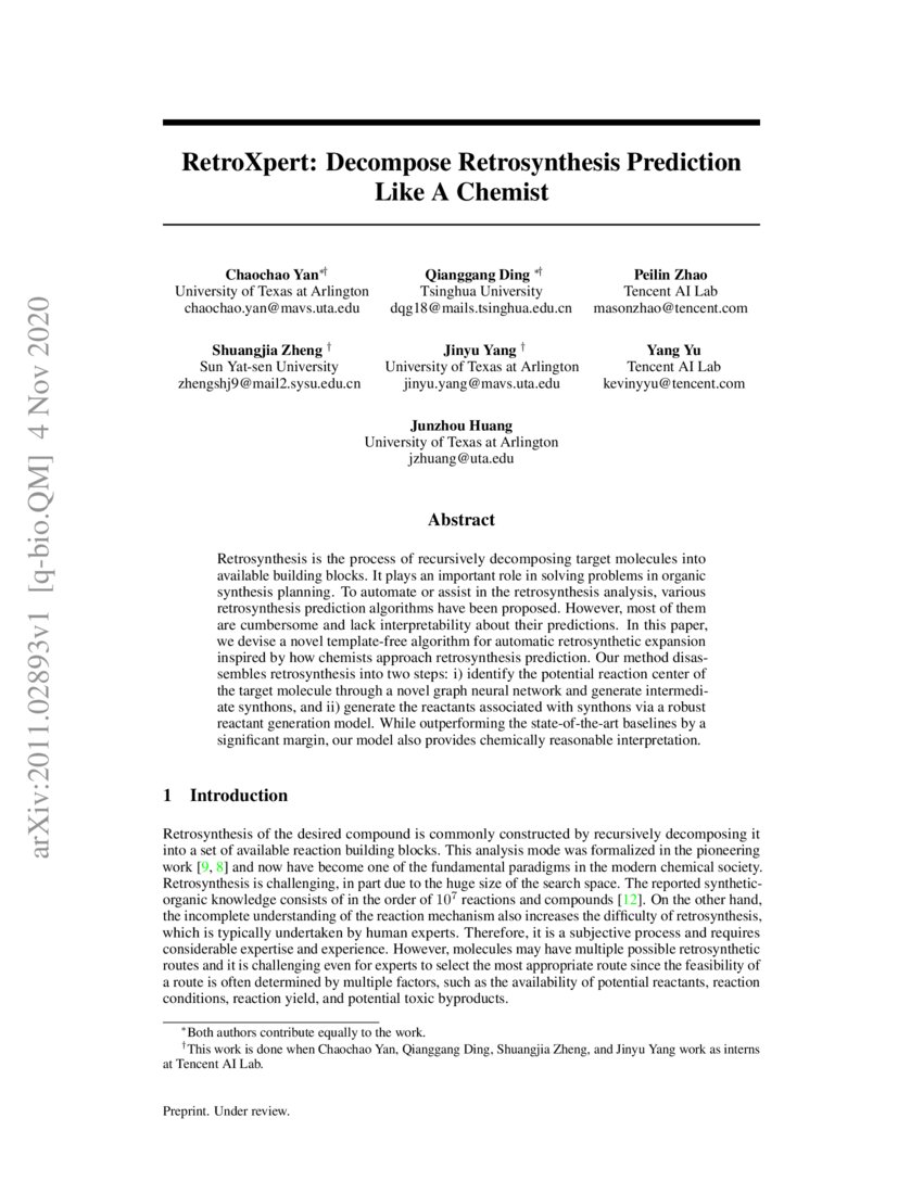 RetroXpert: Decompose Retrosynthesis Prediction like a Chemist | DeepAI