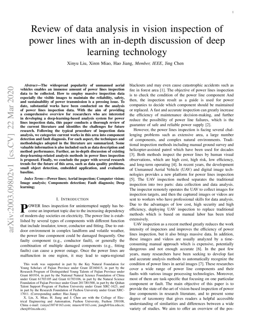 Review of data analysis in vision inspection of power lines with an in ...