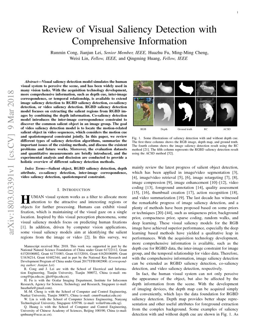 Review Of Visual Saliency Detection With Comprehensive Information Deepai