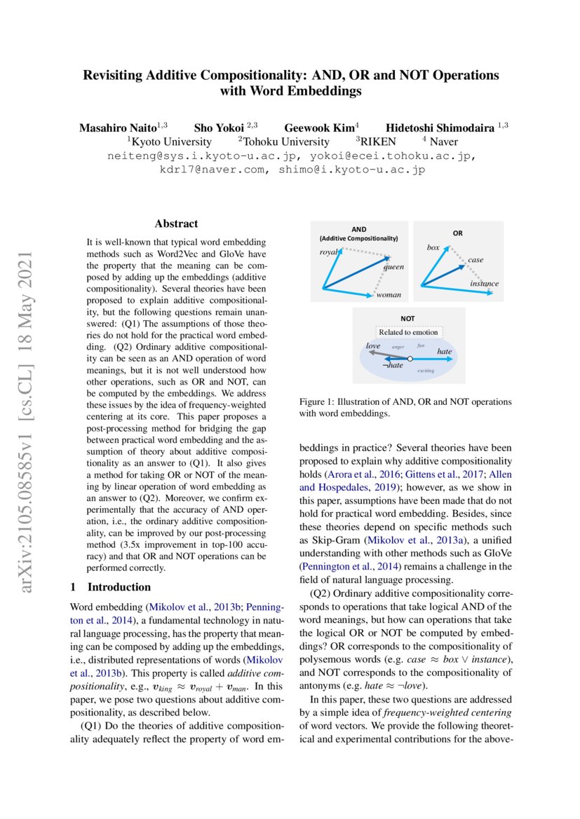 Revisiting Additive Compositionality And Or And Not Operations With