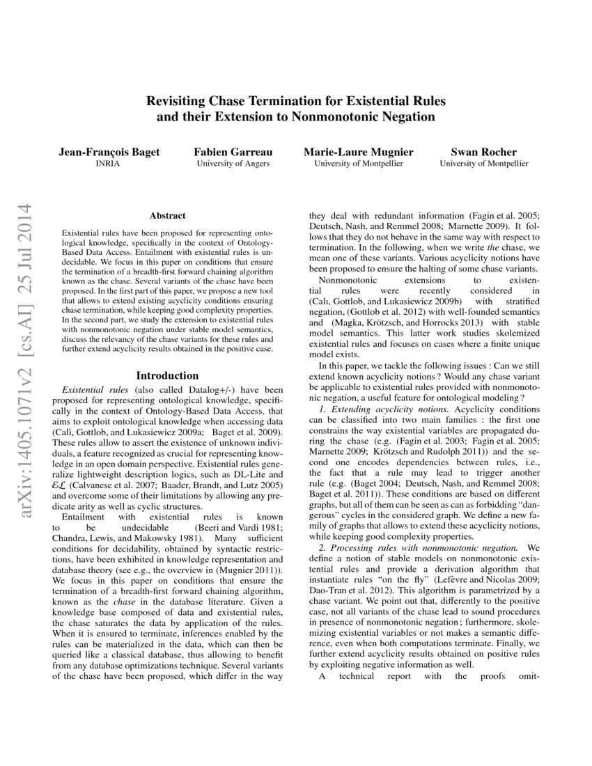 Revisiting Chase Termination for Existential Rules and their Extension to Nonmonotonic Negation ...
