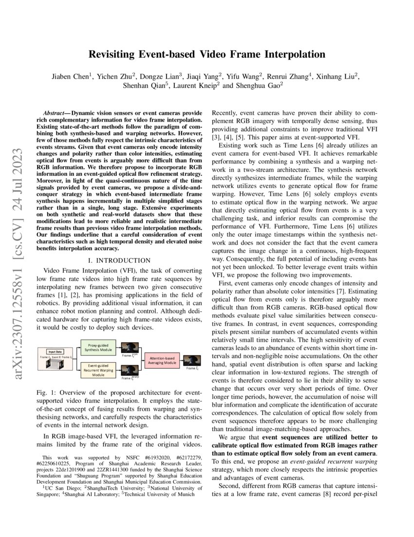 Revisiting Event-based Video Frame Interpolation | DeepAI