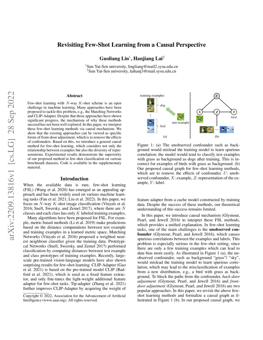 Revisiting Few-Shot Learning from a Causal Perspective | DeepAI