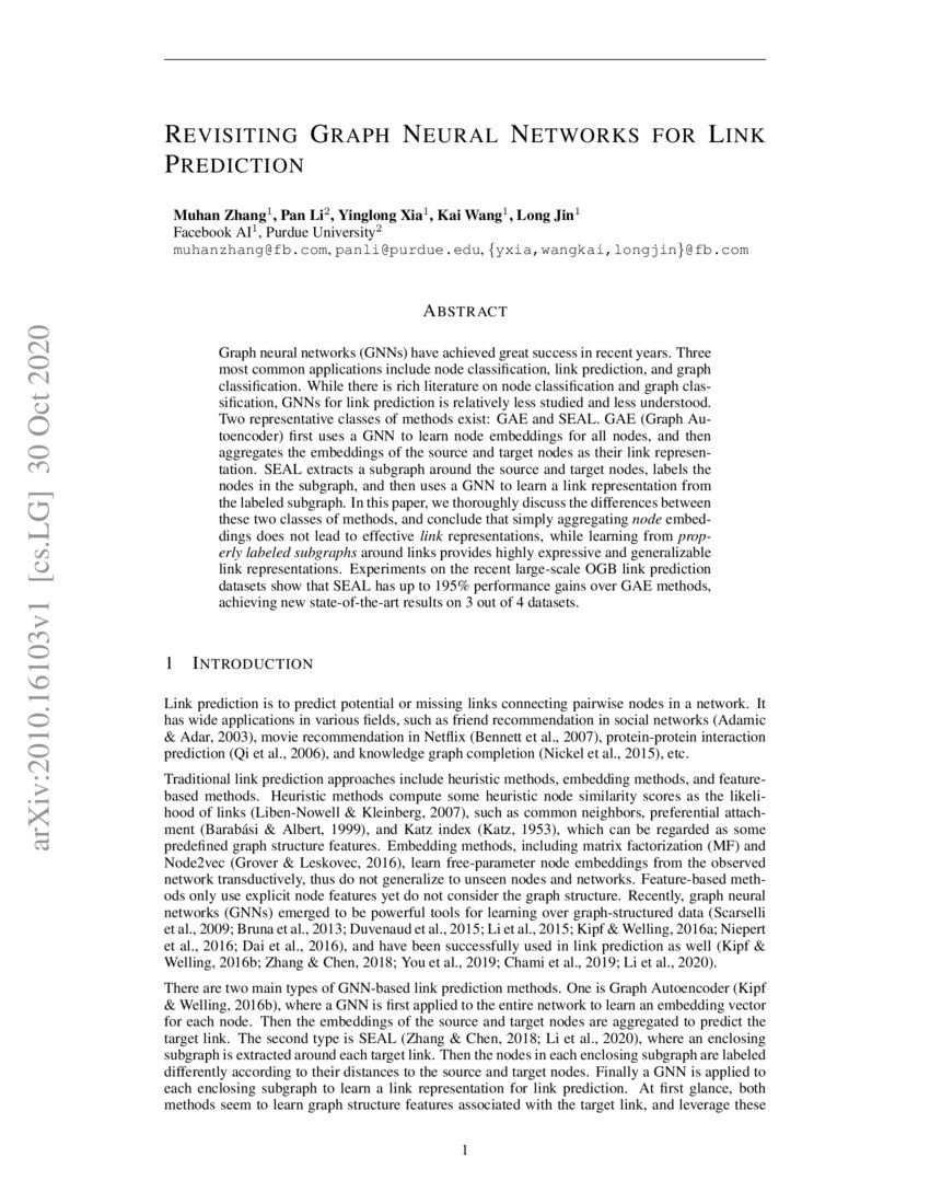 Revisiting Graph Neural Networks for Link Prediction | DeepAI Revisiting Graph Neural Networks for Link Prediction | DeepAI