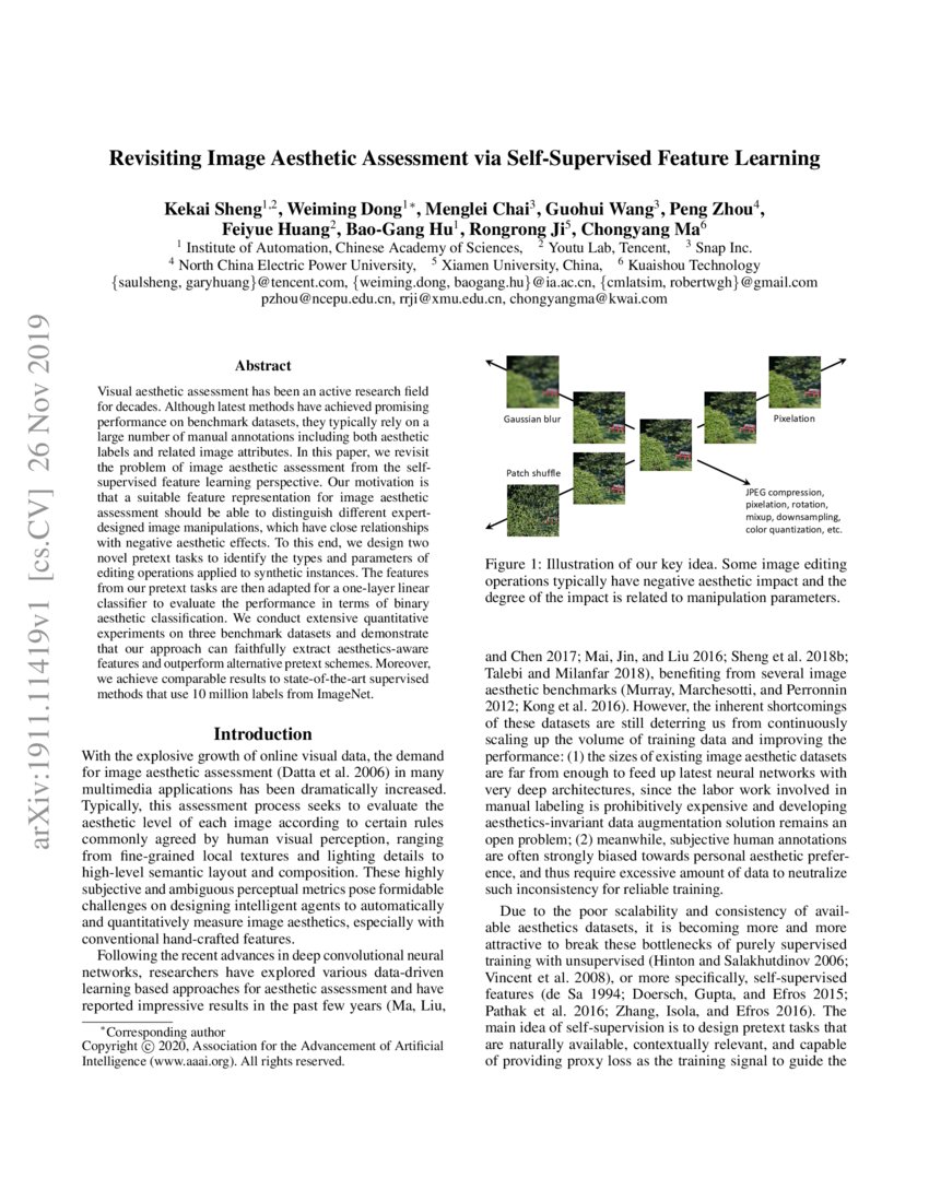 Revisiting Image Aesthetic Assessment via Self-Supervised Feature ...