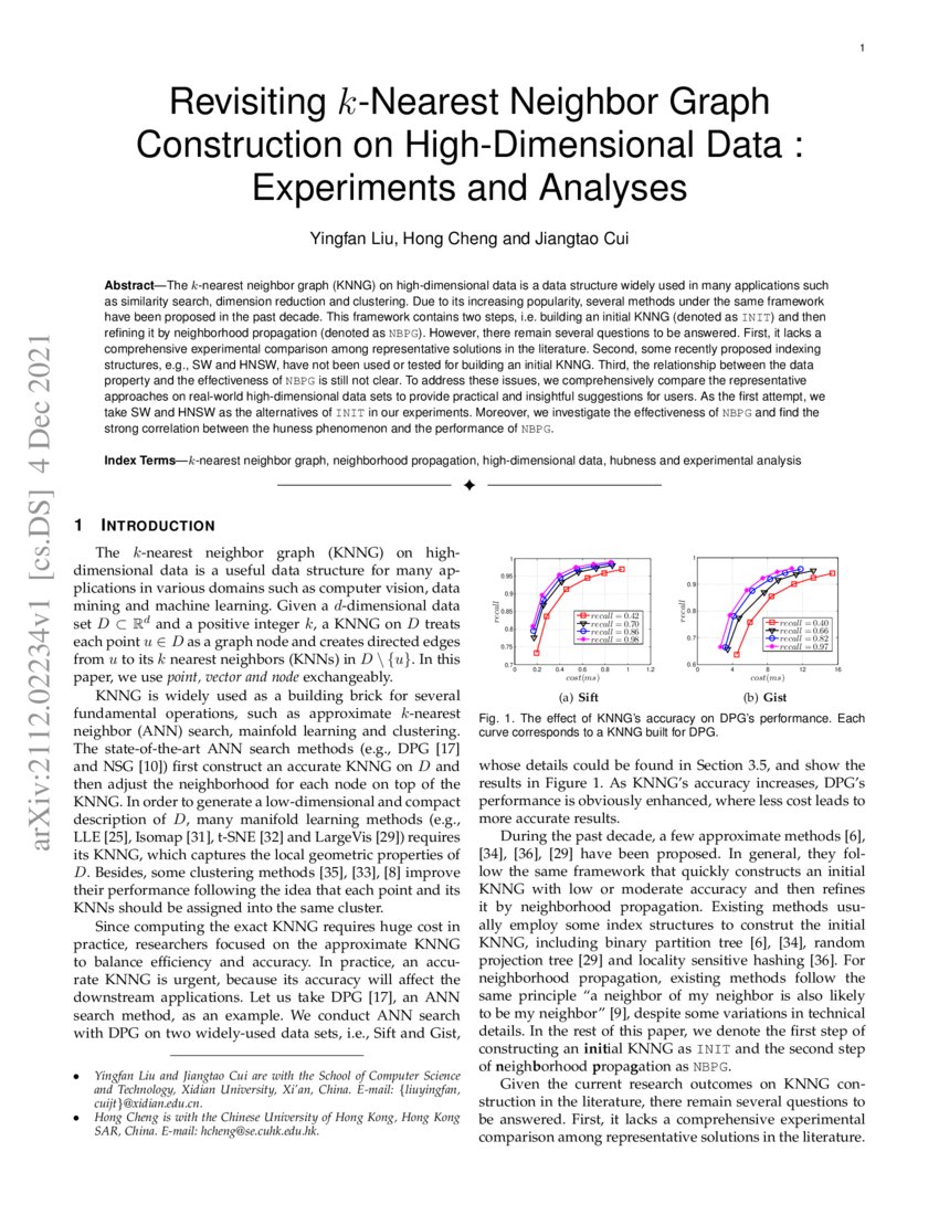 Revisiting K Nearest Neighbor Graph Construction On High Dimensional Data Experiments And 