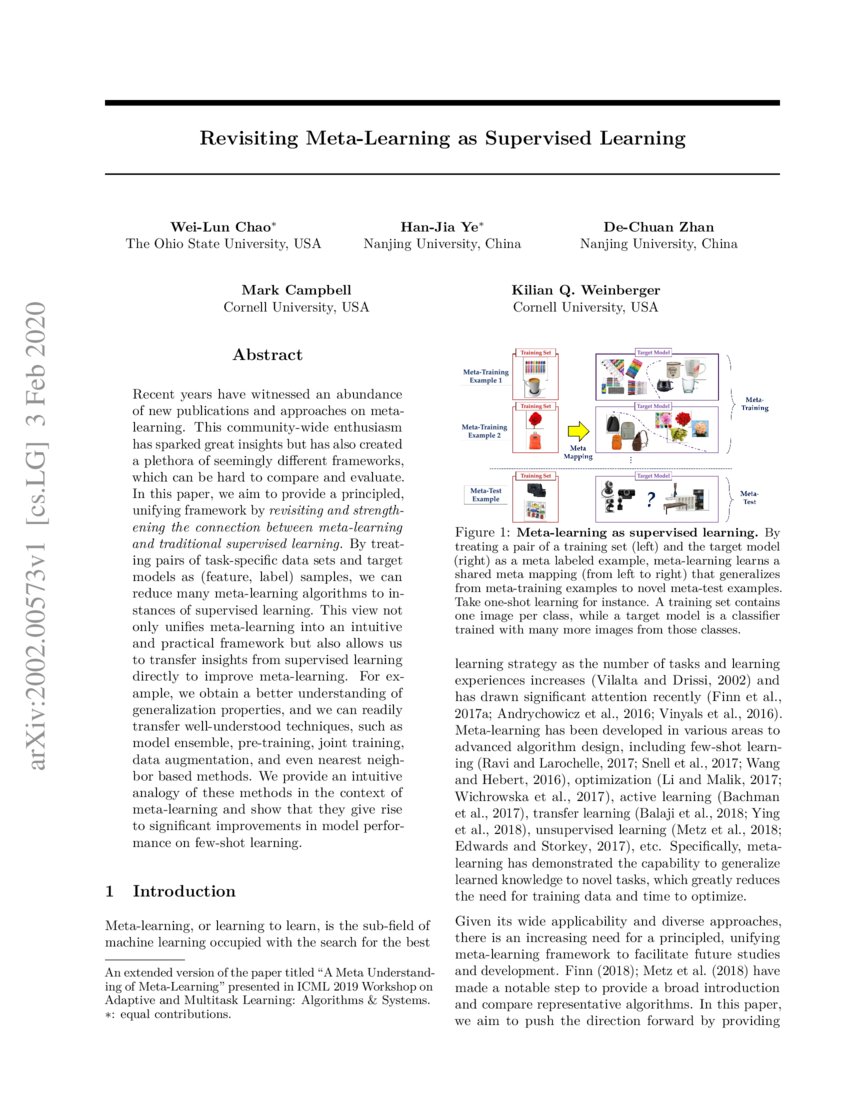 Revisiting Meta-Learning as Supervised Learning | DeepAI Revisiting Meta-Learning as Supervised Learning | DeepAI