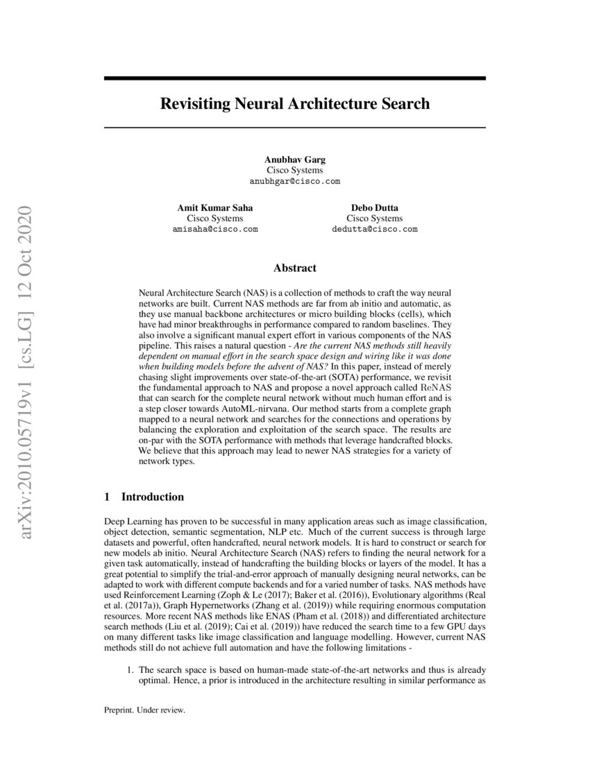 Revisiting Neural Architecture Search | DeepAI Revisiting Neural Architecture Search | DeepAI