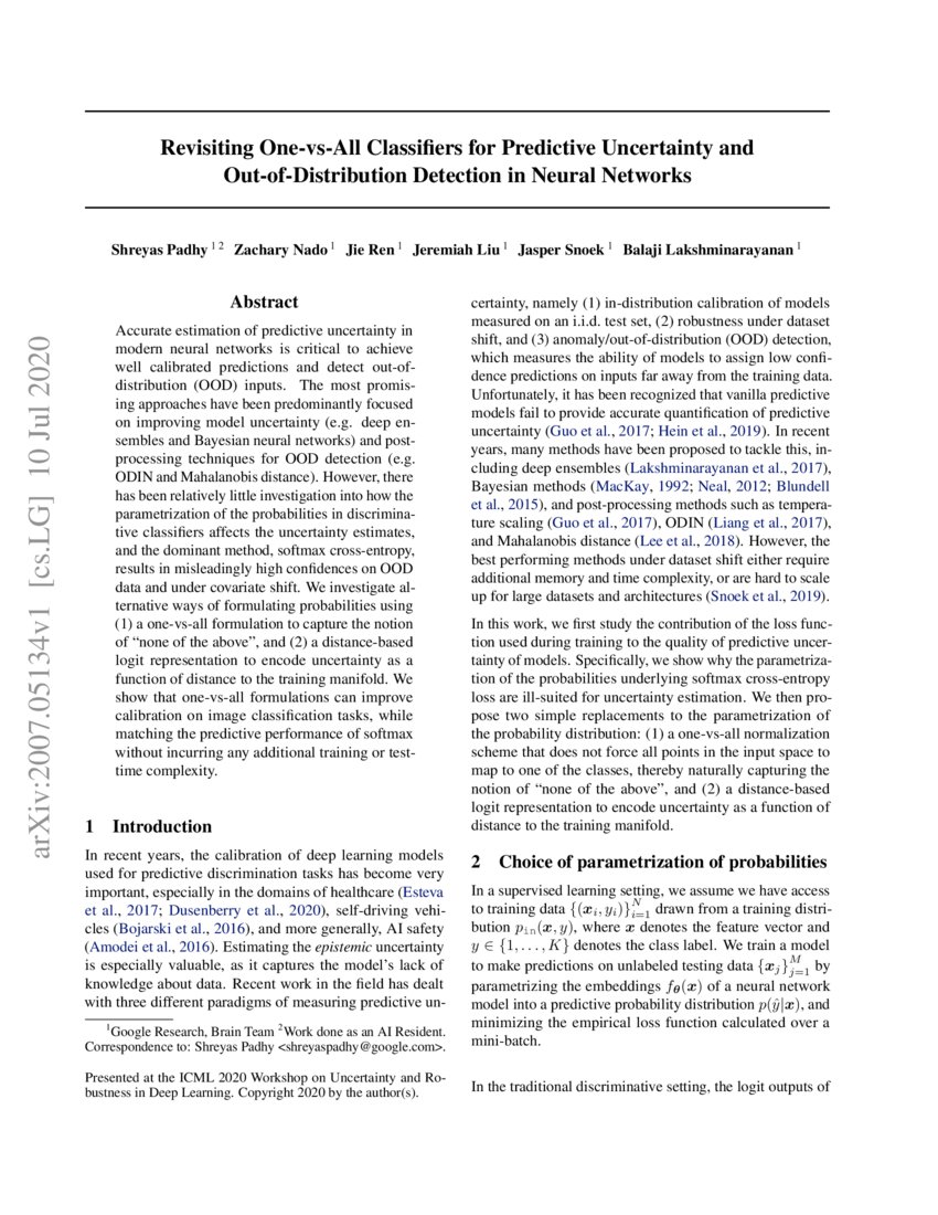 Revisiting One-vs-All Classifiers for Predictive Uncertainty and Out-of-Distribution Detection ...