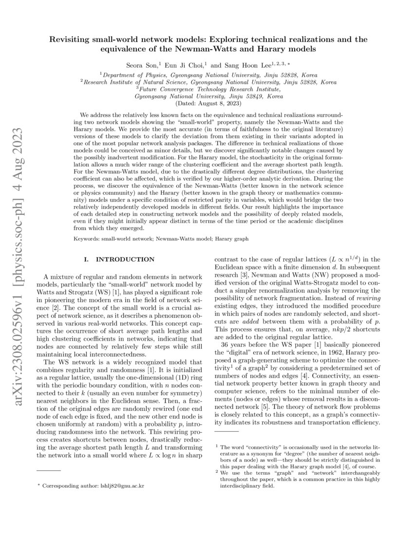 Revisiting small-world network models: Exploring technical realizations ... Revisiting small-world network models: Exploring technical realizations ...
