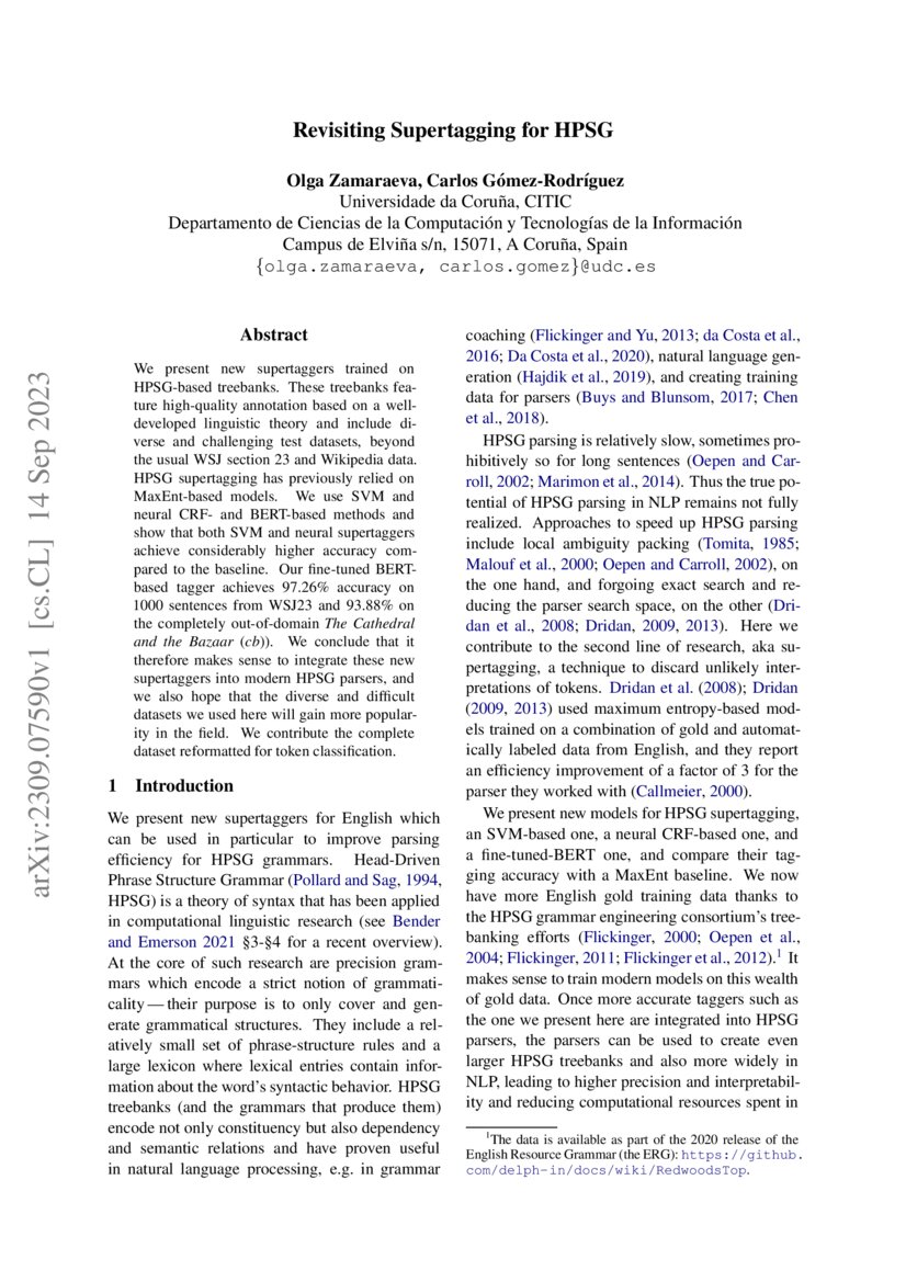 Revisiting Supertagging for HPSG | DeepAI