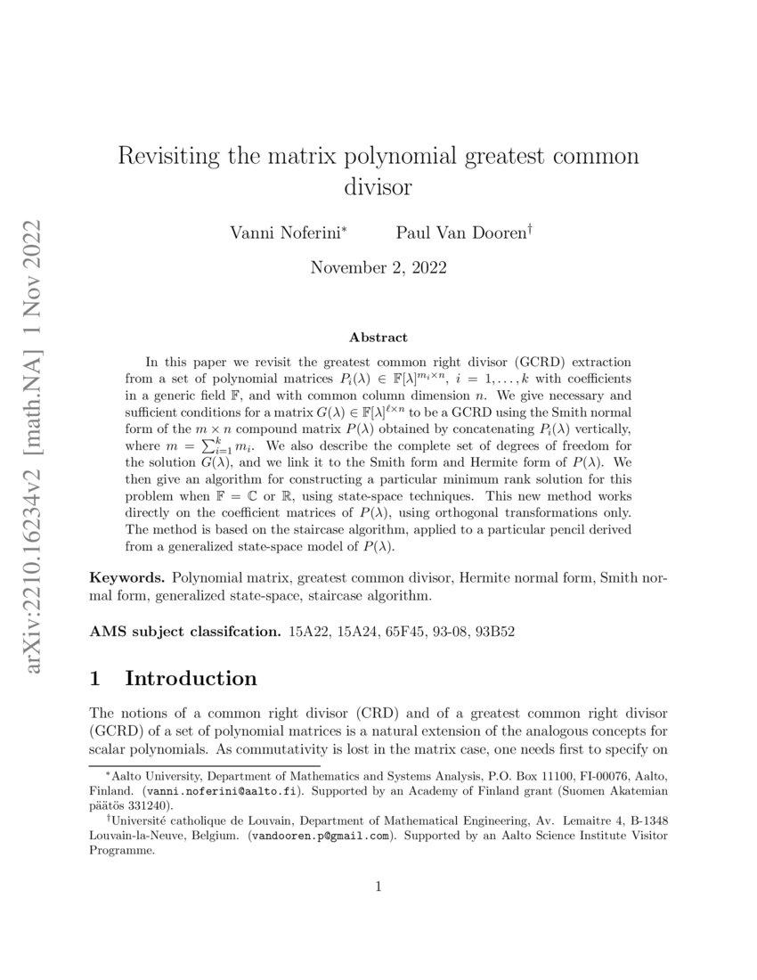 Revisiting the matrix polynomial greatest common divisor | DeepAI