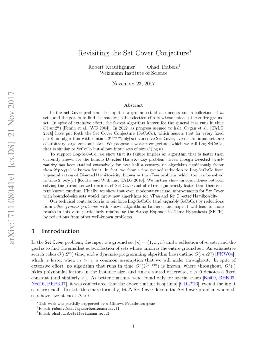 Revisiting the Set Cover Conjecture | DeepAI