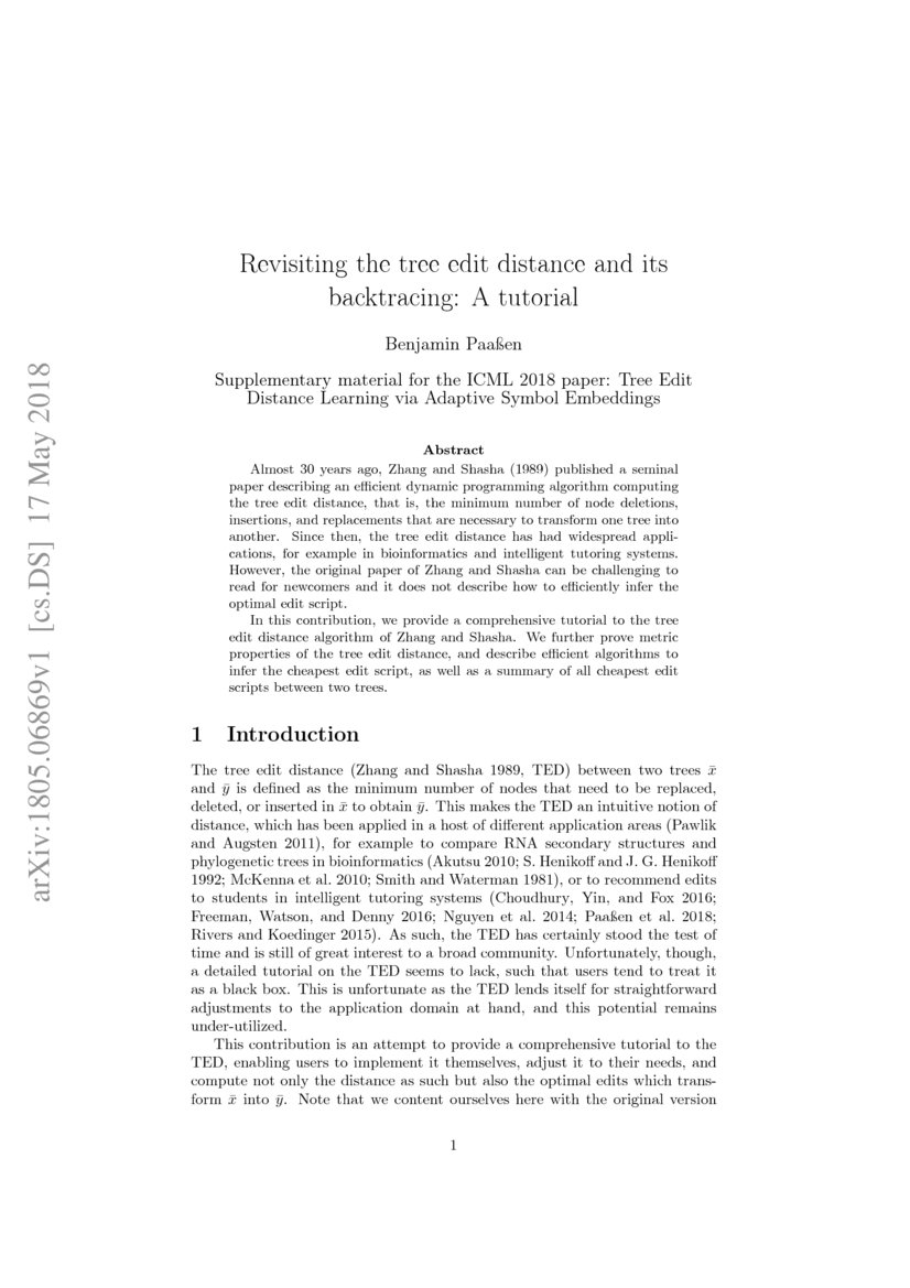 Revisiting the tree edit distance and its backtracing: A tutorial | DeepAI