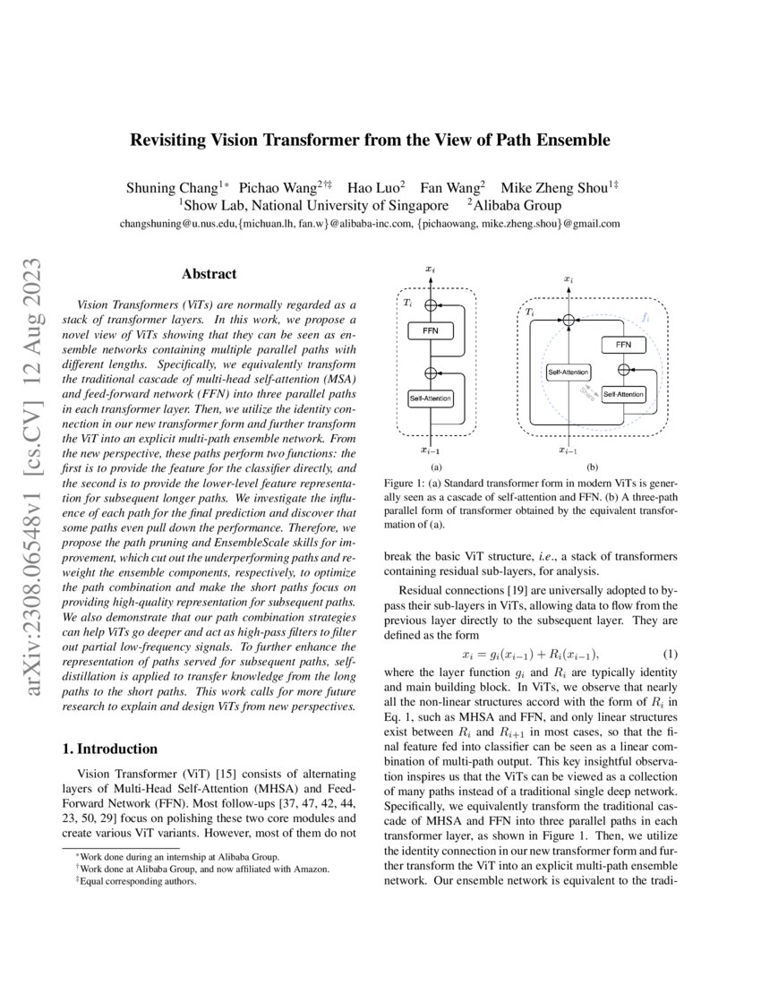Revisiting Vision Transformer from the View of Path Ensemble | DeepAI
