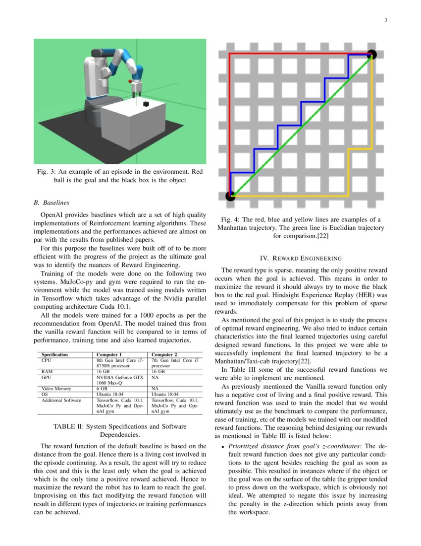Reward Engineering for Object Pick and Place Training | DeepAI