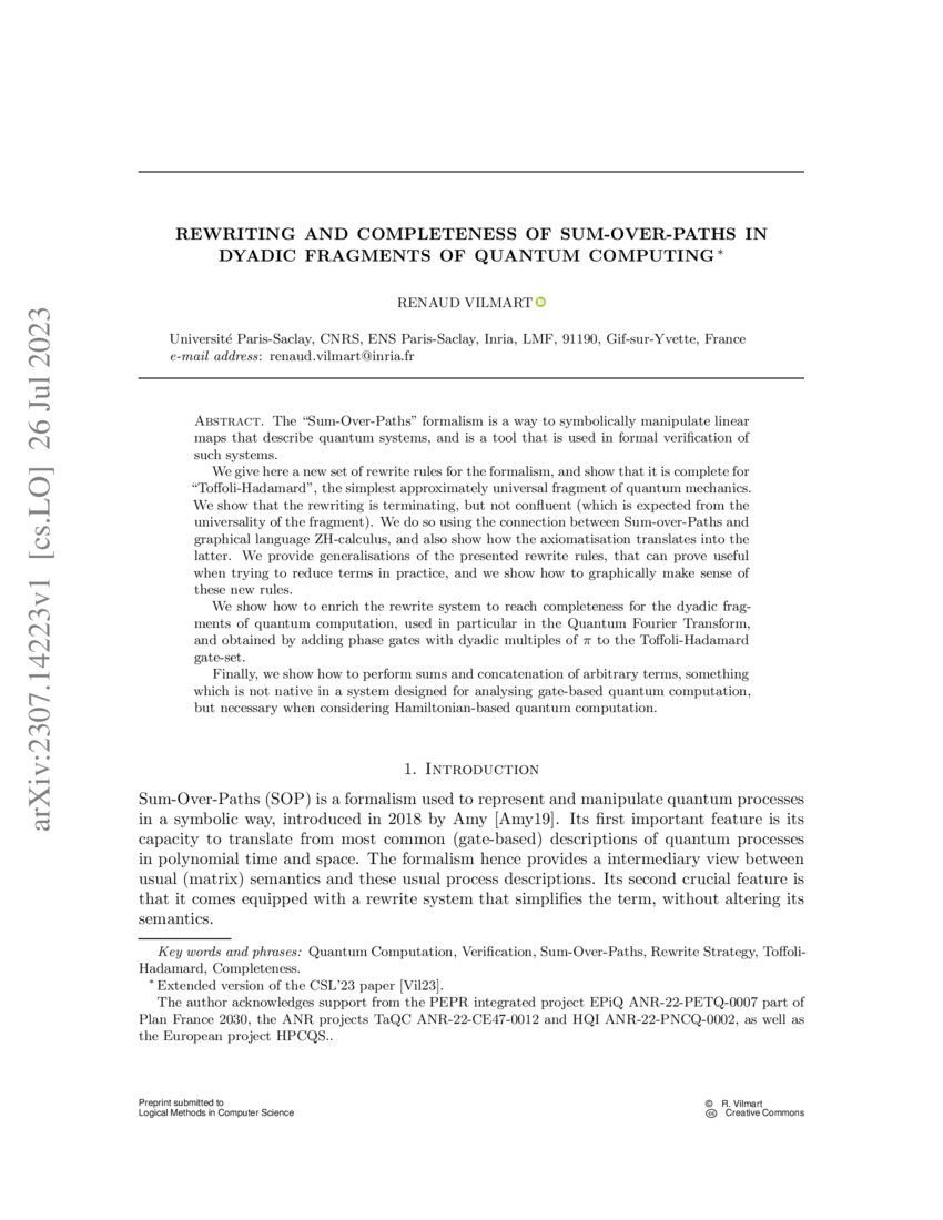 Rewriting and Completeness of Sum-Over-Paths in Dyadic Fragments of ...