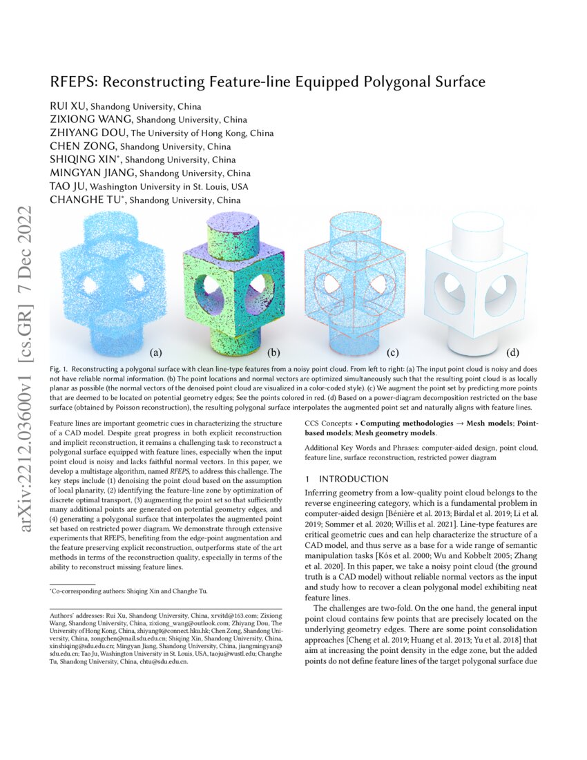 RFEPS: Reconstructing Feature-line Equipped Polygonal Surface | DeepAI