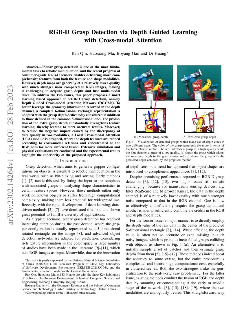 Rgb D Grasp Detection Via Depth Guided Learning With Cross Modal