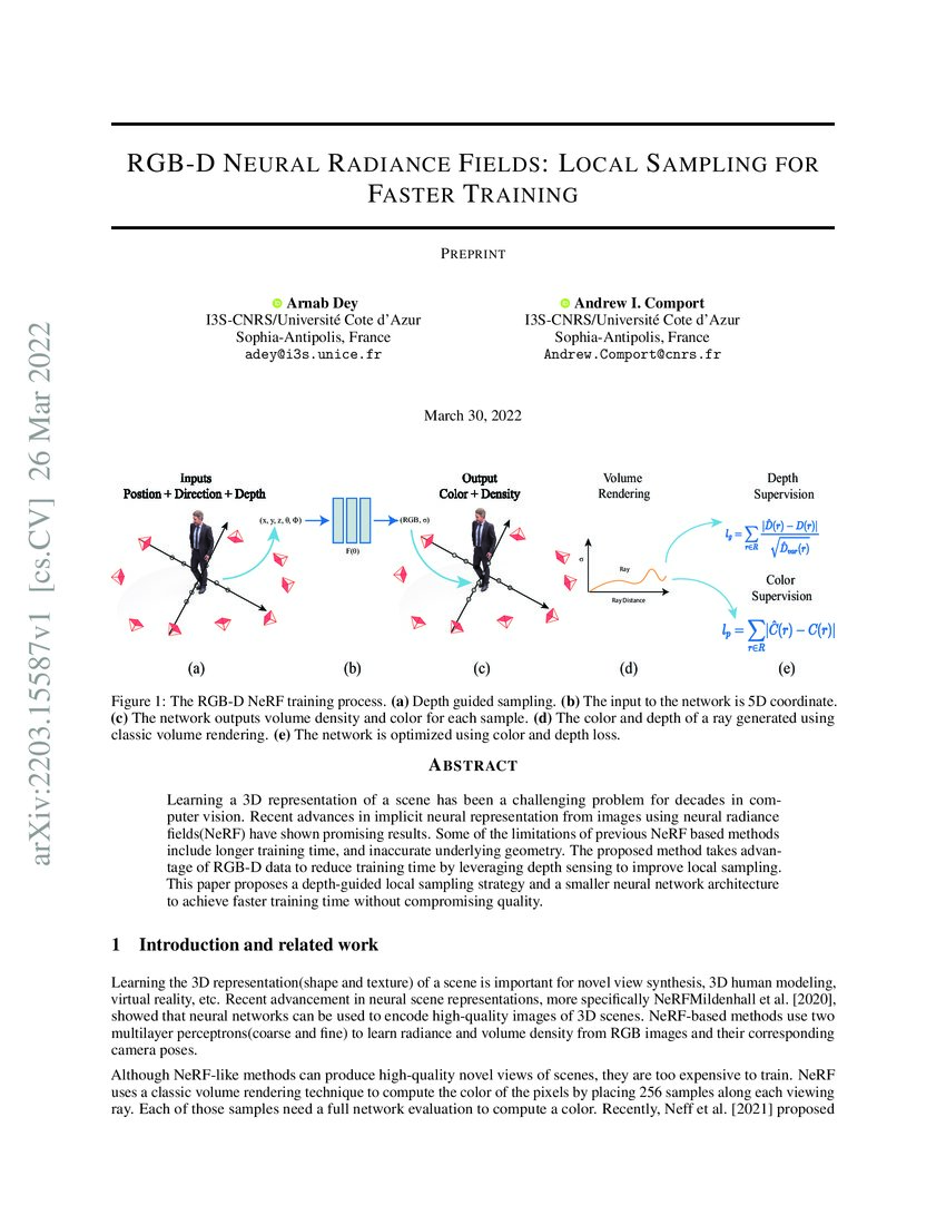 RGB-D Neural Radiance Fields: Local Sampling for Faster Training | DeepAI