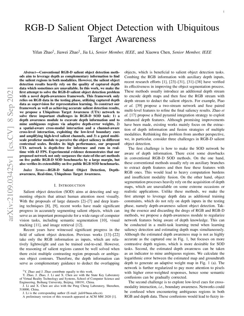 Rgb D Salient Object Detection With Ubiquitous Target Awareness Deepai