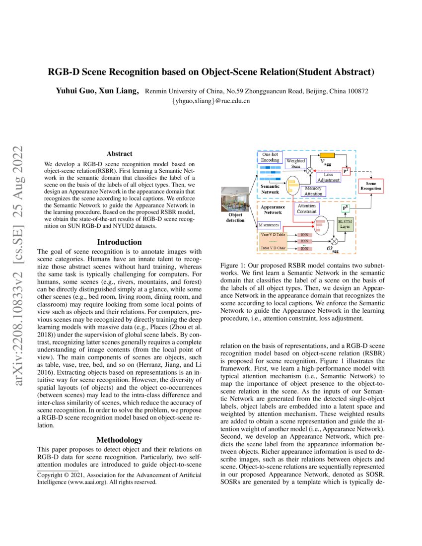 Rgb D Scene Recognition Based On Object Scene Relation Deepai