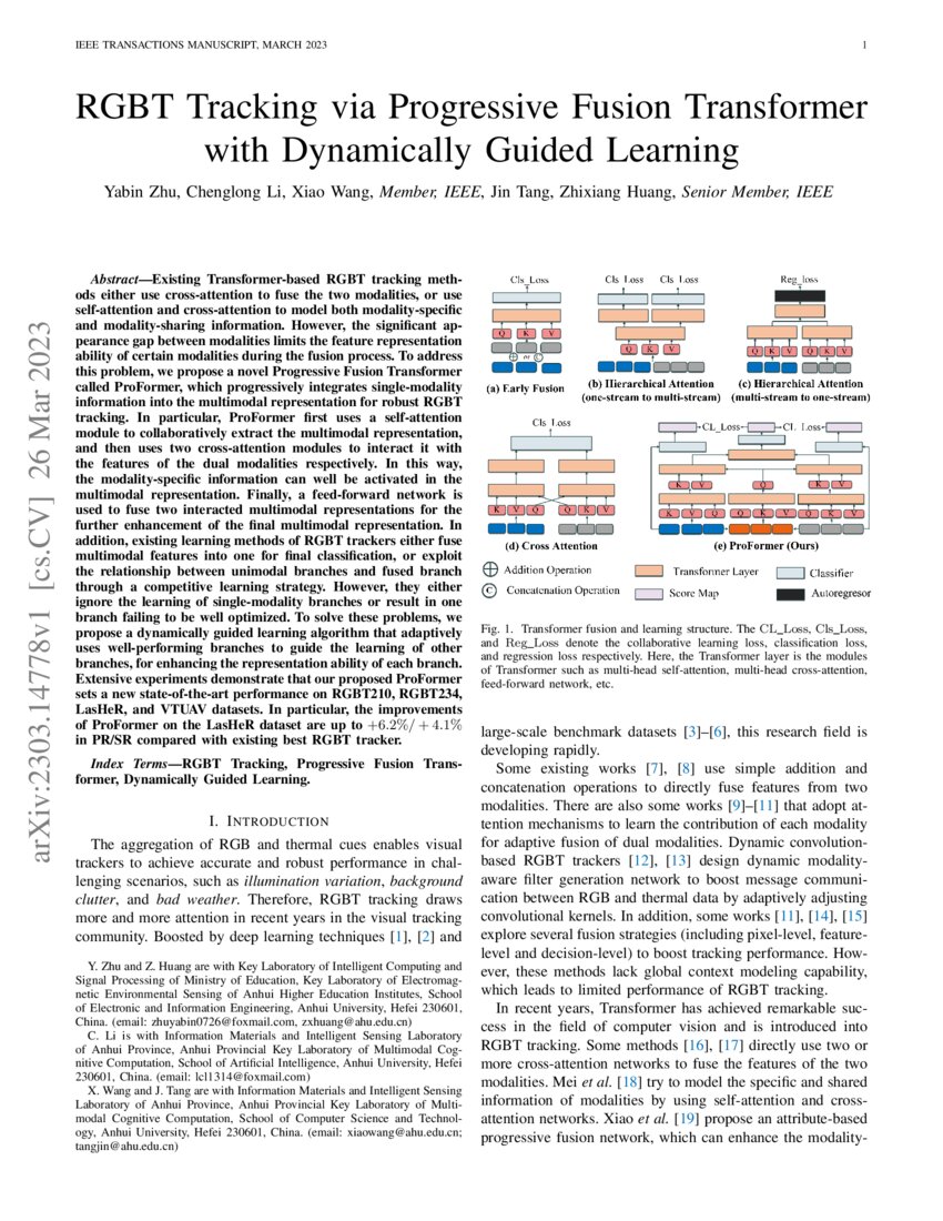 Rgbt Tracking Via Progressive Fusion Transformer With Dynamically Guided Learning Deepai