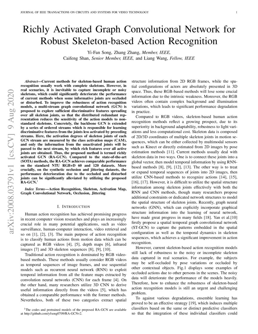 Richly Activated Graph Convolutional Network For Robust Skeleton Based Action Recognition Deepai 6519