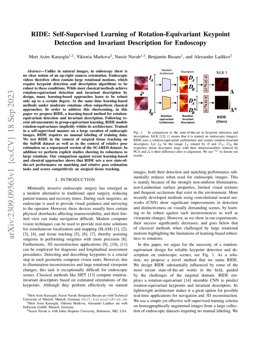 Ride Self Supervised Learning Of Rotation Equivariant Keypoint