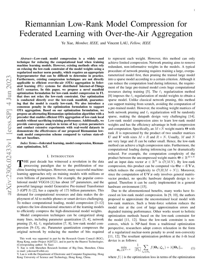 Riemannian Low-Rank Model Compression for Federated Learning with Over ...