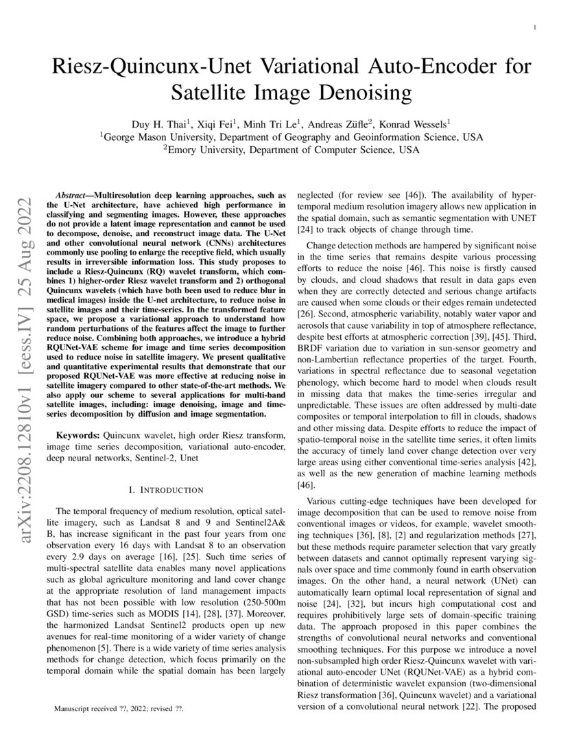 Riesz-Quincunx-UNet Variational Auto-Encoder for Satellite Image Denoising | DeepAI