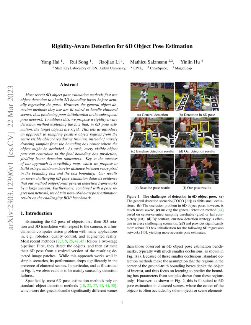Rigidity Aware Detection For 6d Object Pose Estimation Deepai