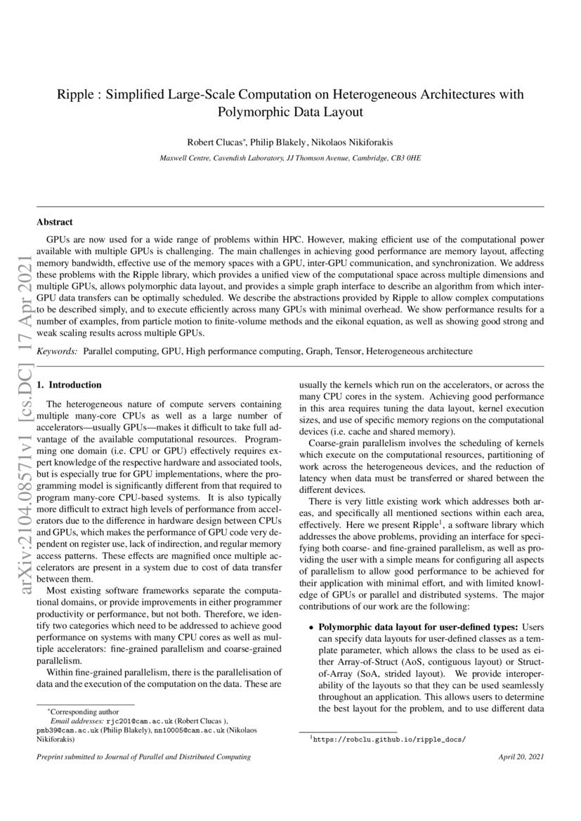 Ripple Simplified Large Scale Computation On Heterogeneous Architectures With Polymorphic Data
