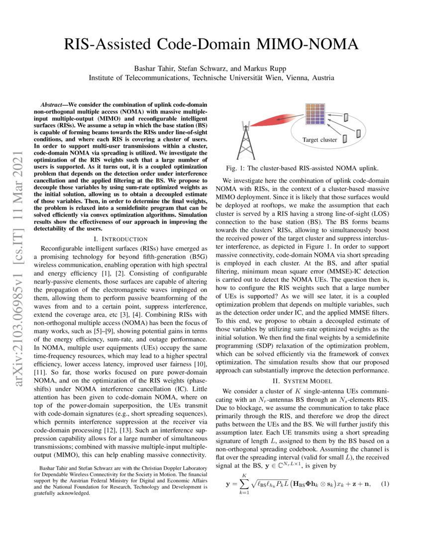 RIS-Assisted Code-Domain MIMO-NOMA | DeepAI