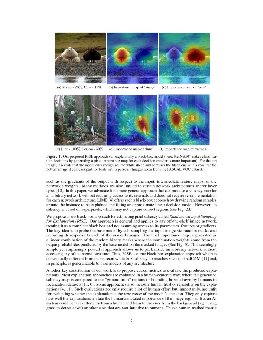 RISE: Randomized Input Sampling for Explanation of Black-box Models | DeepAI