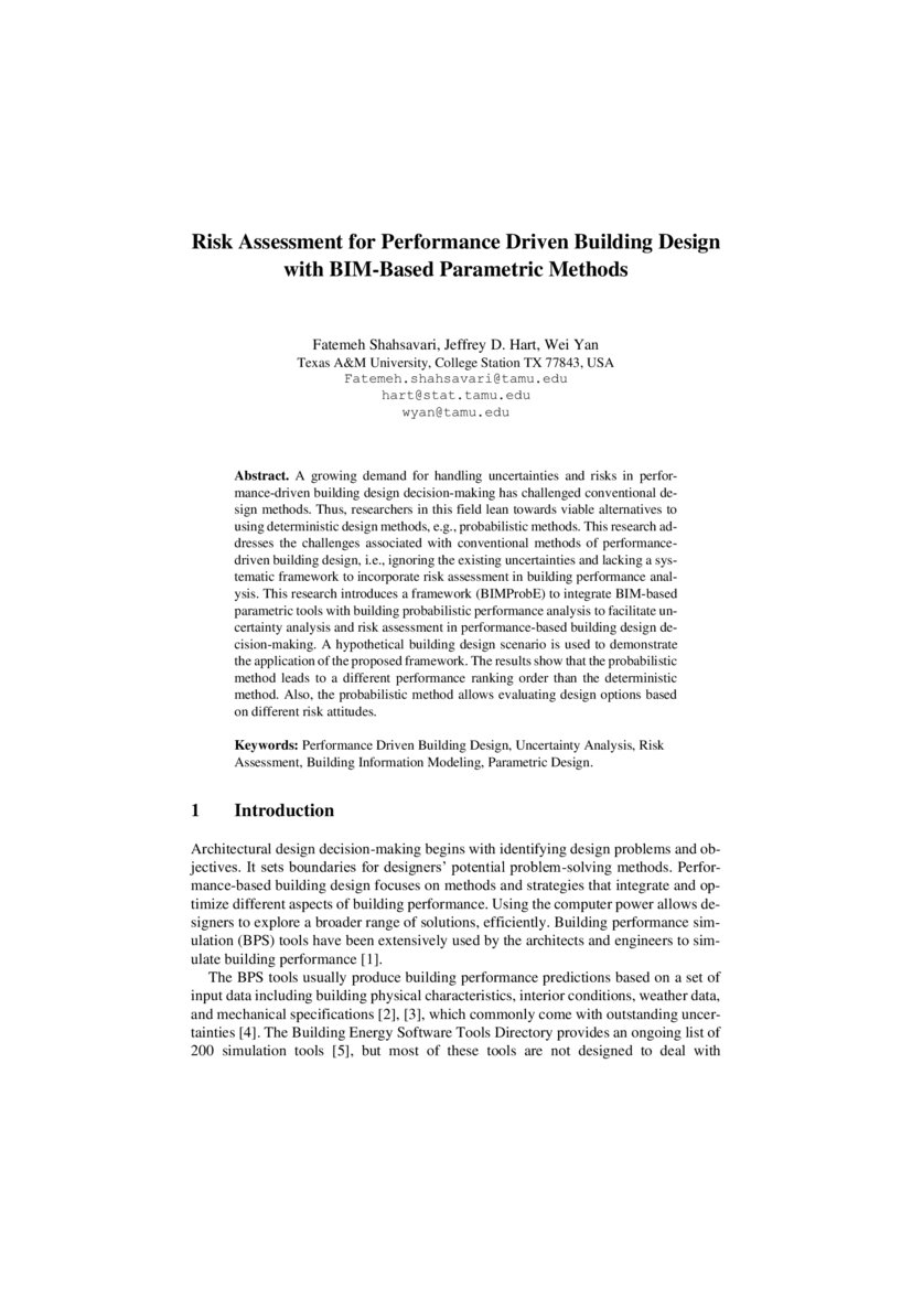 Risk Assessment for Performance-Driven Building Design with BIM-Based Parametric Methods | DeepAI