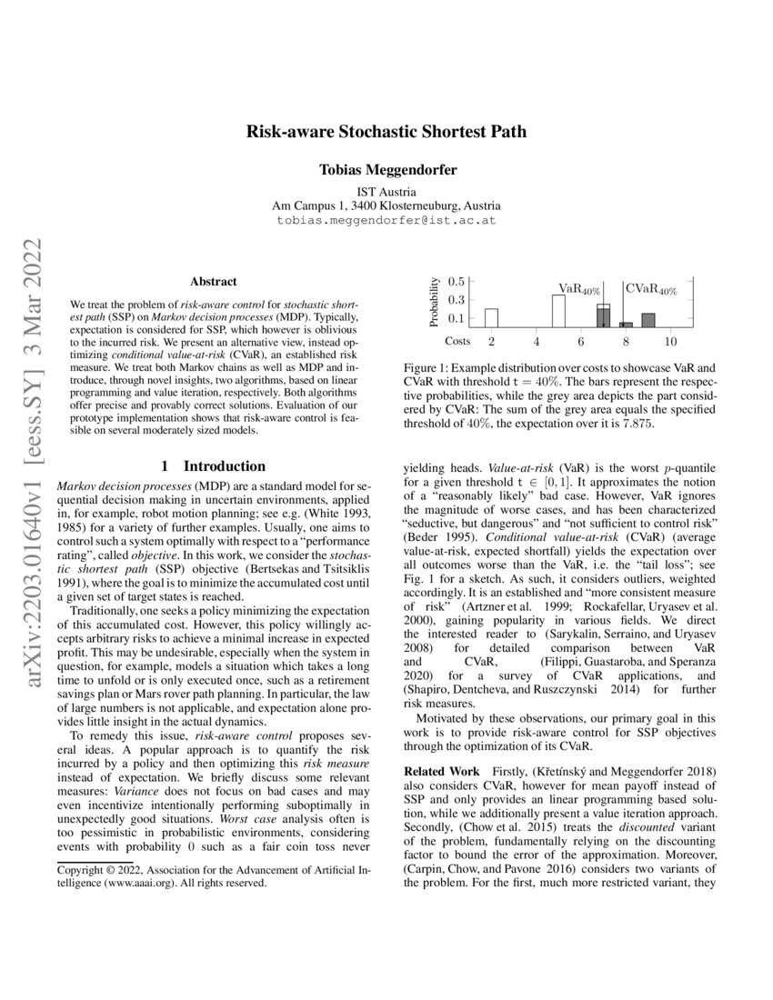 Risk Aware Stochastic Shortest Path Deepai