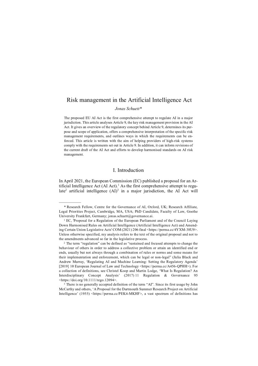 Risk management in the Artificial Intelligence Act | DeepAI