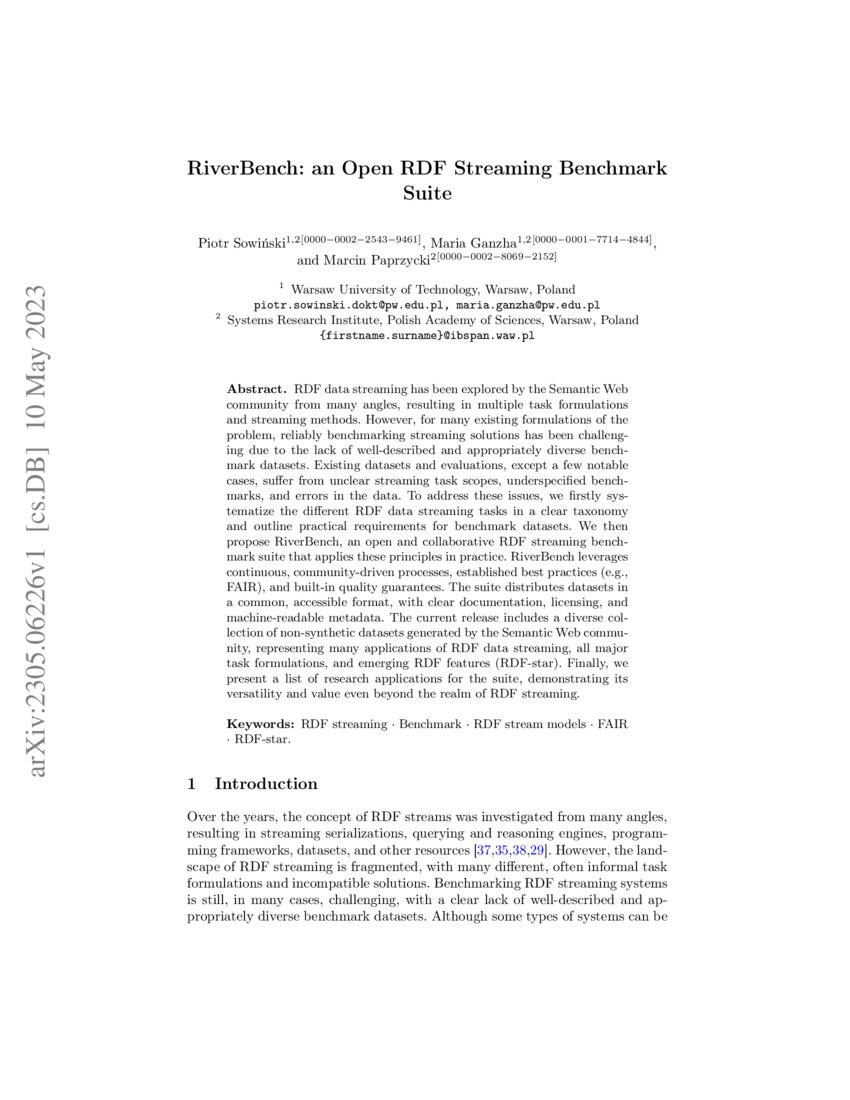 Riverbench An Open Rdf Streaming Benchmark Suite Deepai