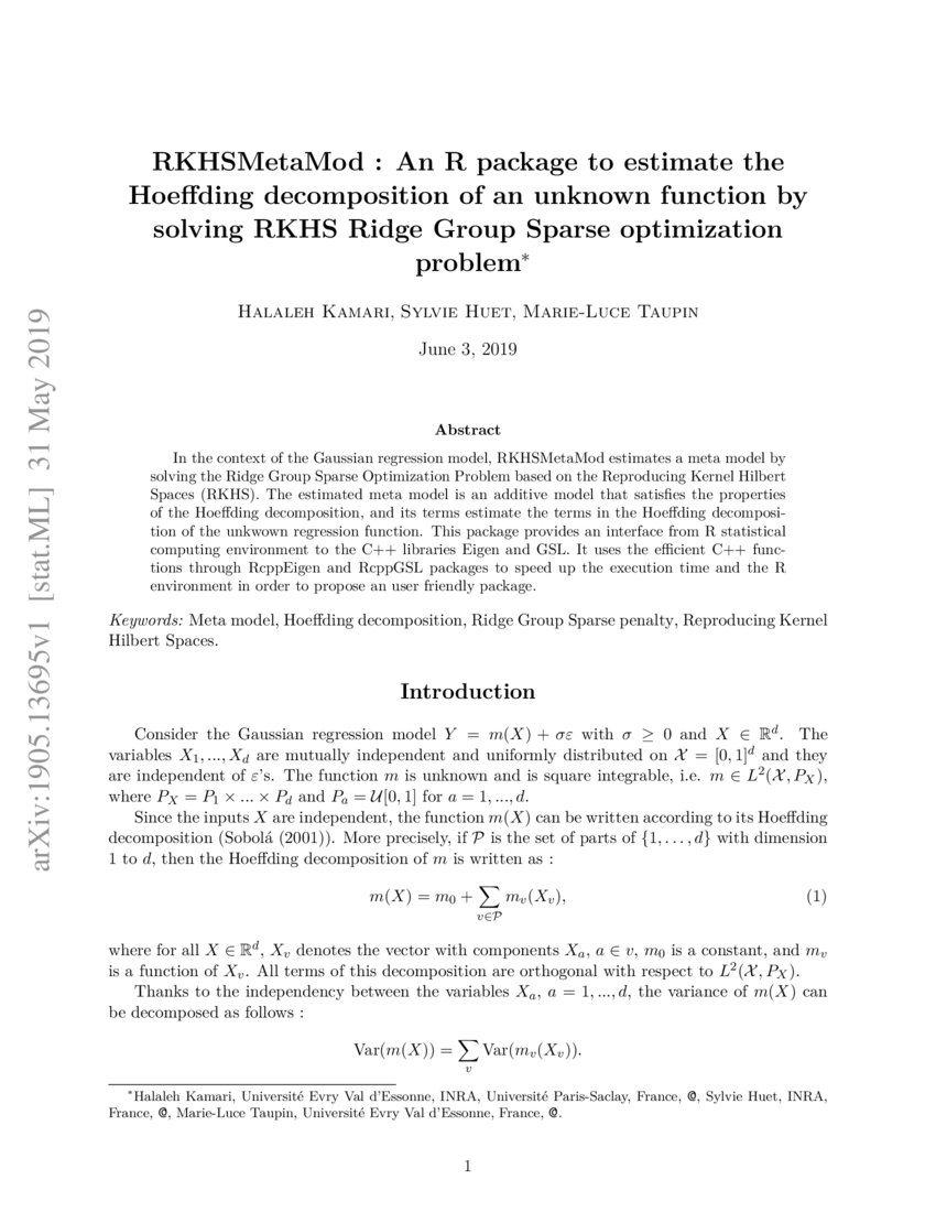 RKHSMetaMod : An R package to estimate the Hoeffding decomposition of ...