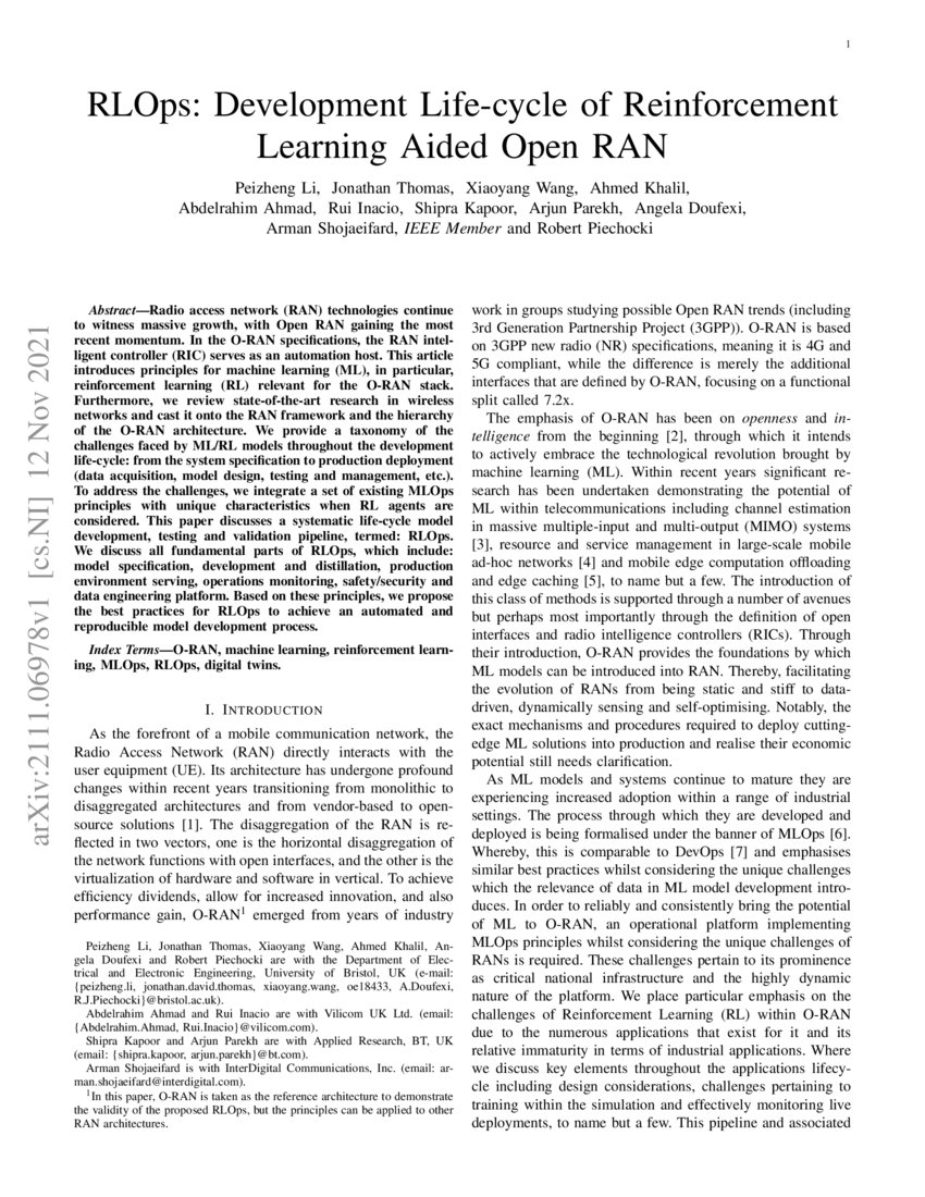 RLOps: Development Life-cycle of Reinforcement Learning Aided Open RAN ...