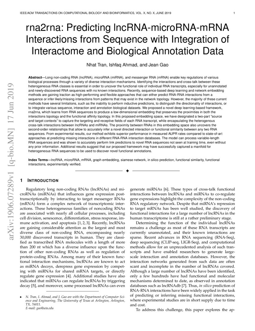 rna2rna: Predicting lncRNA-microRNA-mRNA Interactions from Sequence ...