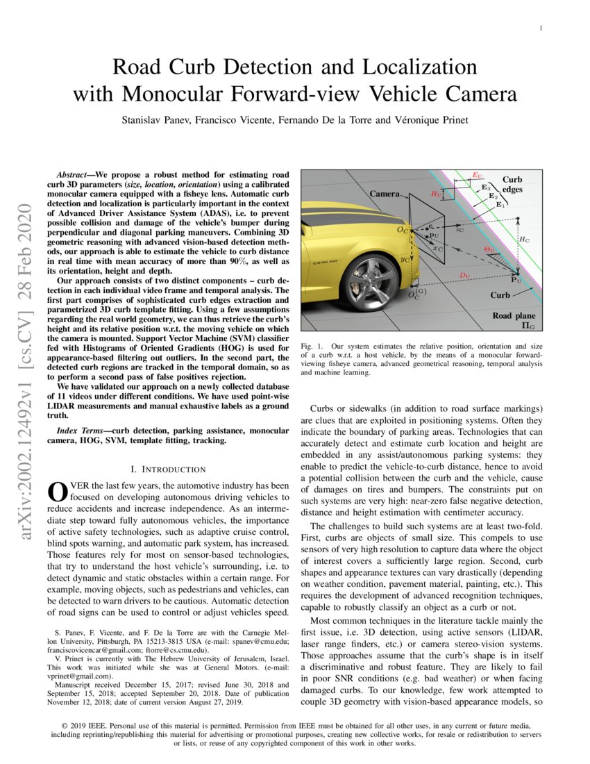 Road Curb Detection and Localization with Monocular Forward-view ...
