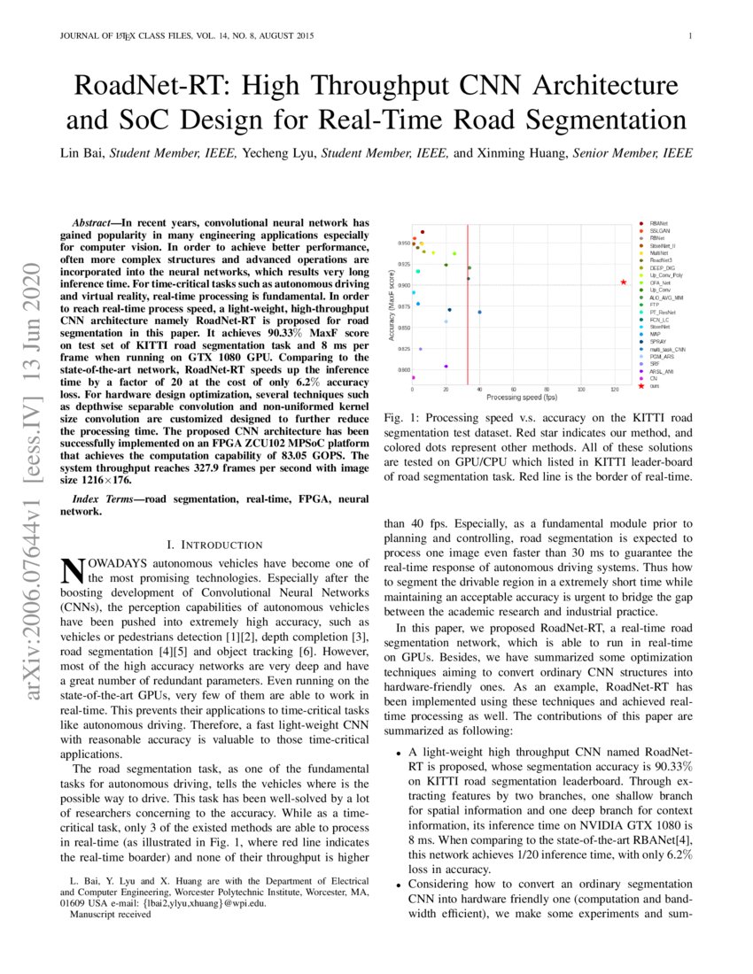 RoadNet-RT: High Throughput CNN Architecture and SoC Design for Real ...