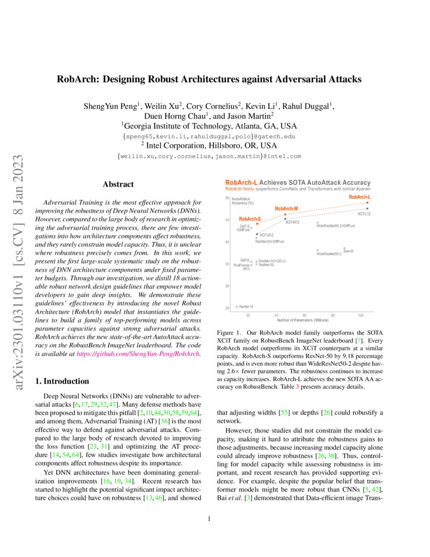 RobArch: Designing Robust Architectures against Adversarial Attacks | DeepAI