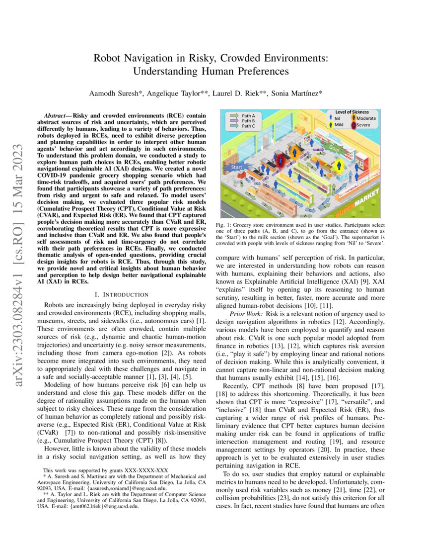 Robot Navigation In Risky Crowded Environments Understanding Human Preferences Deepai