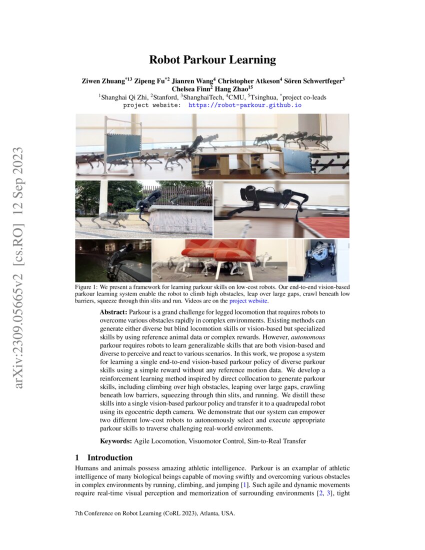 Robot Parkour Learning | DeepAI